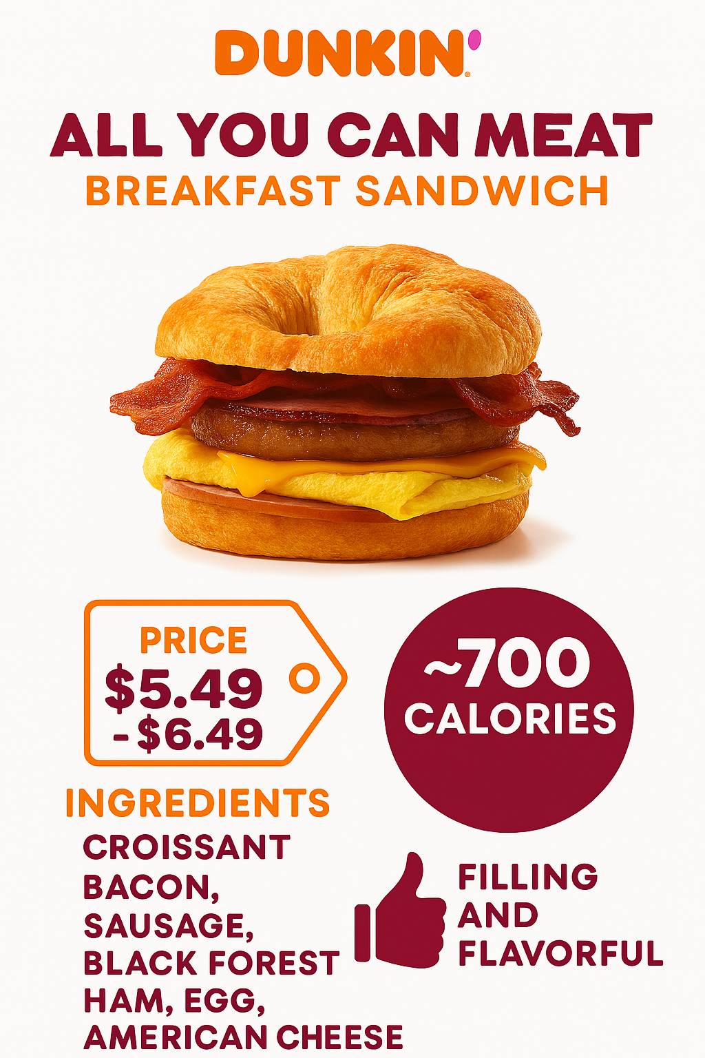 Dunkin Donuts All You Can Meat Breakfast Sandwich: A Bold Morning Feast ...