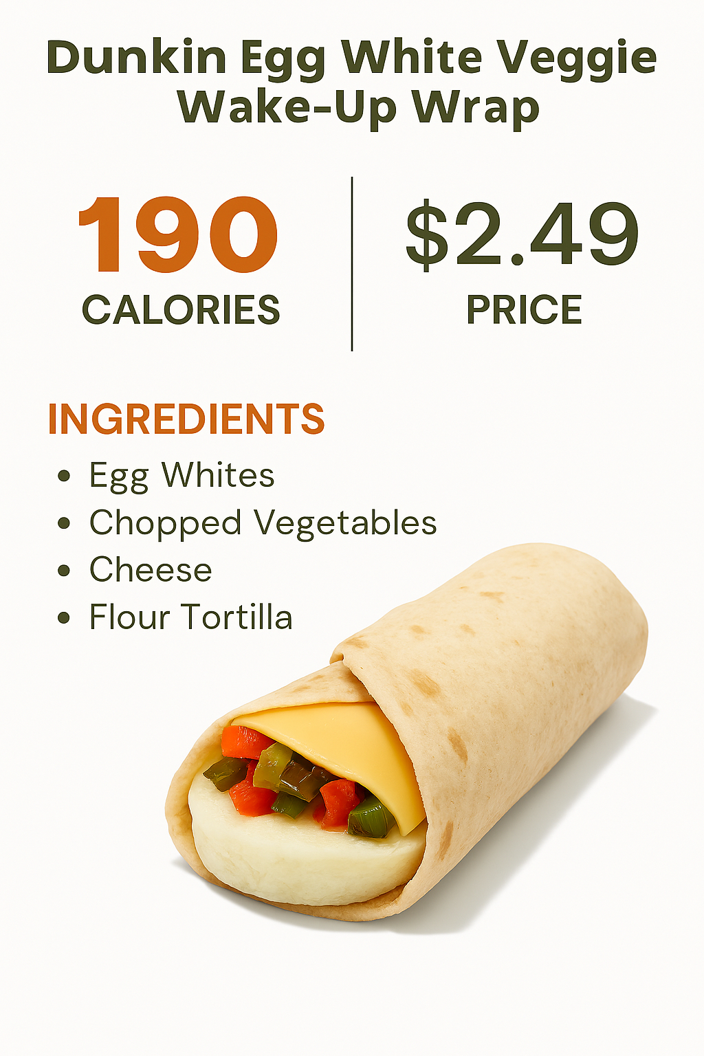 Dunkin Donuts Egg White Veggie Wake-Up Wrap: A Hearty Breakfast ...