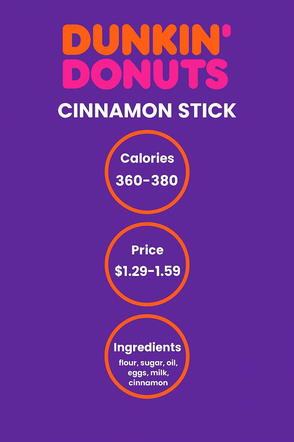 Dunkin Donuts Cinnamon Stick: Price, Calories, Ingredients & More ...