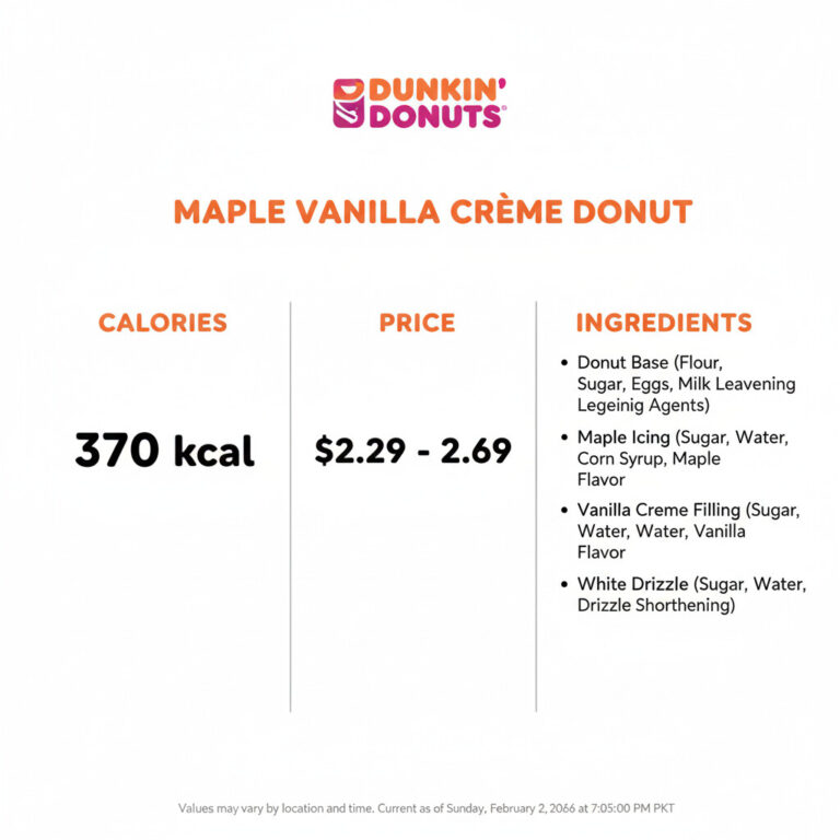 Dunkin Donuts Maple Vanilla Creme Donut: Price, Calories, Ingredients ...